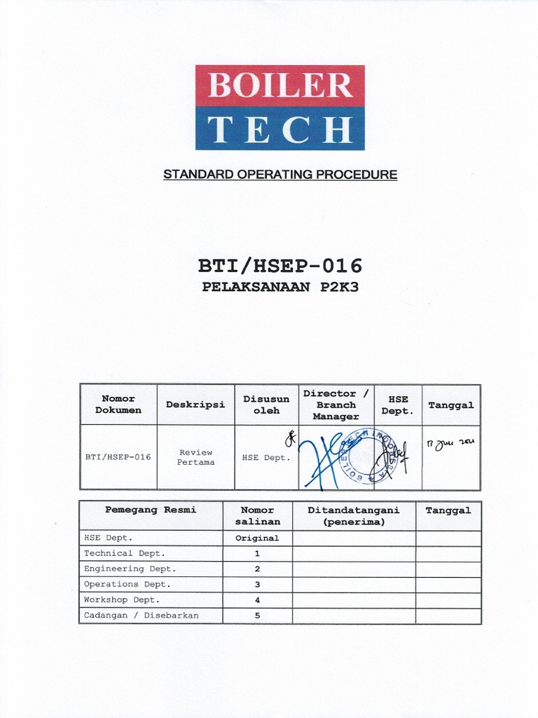 016 - SOP Pelaksanaan P2K3 | PDF