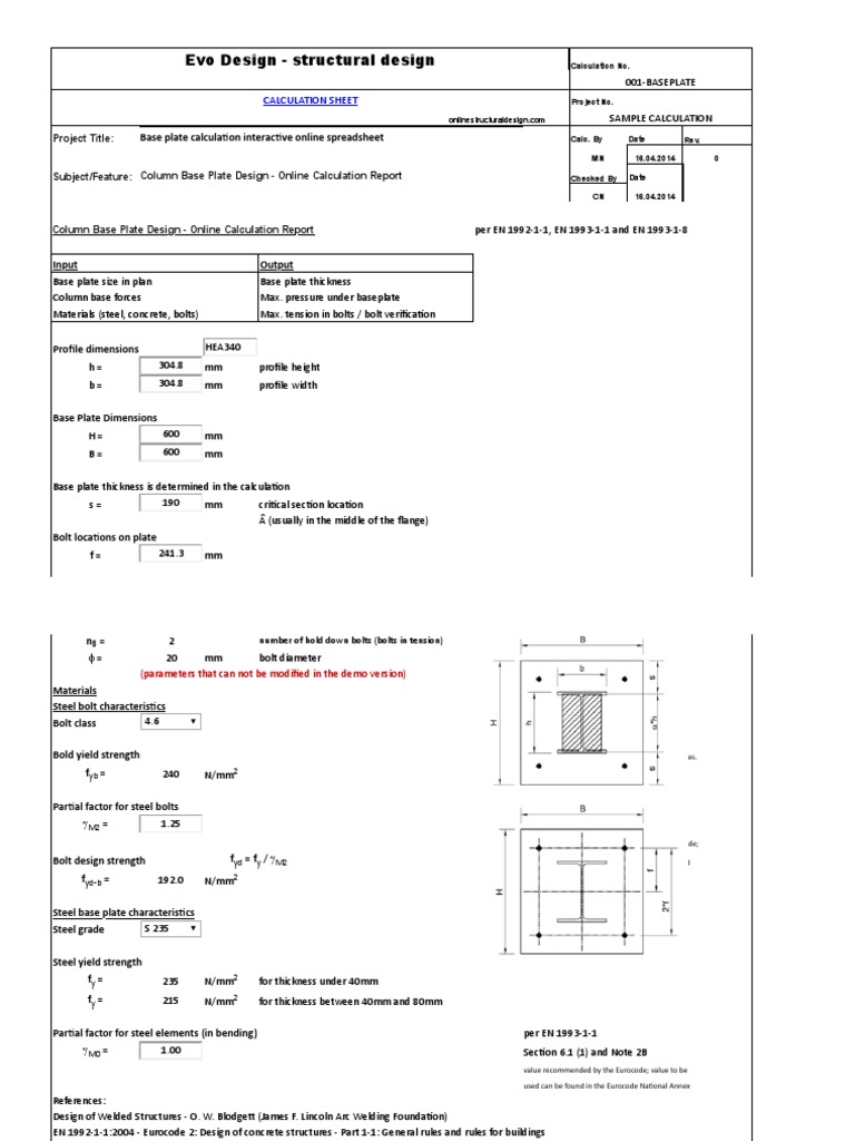 Evo Design - Structural Design: Calculation Sheet | PDF | Screw ...