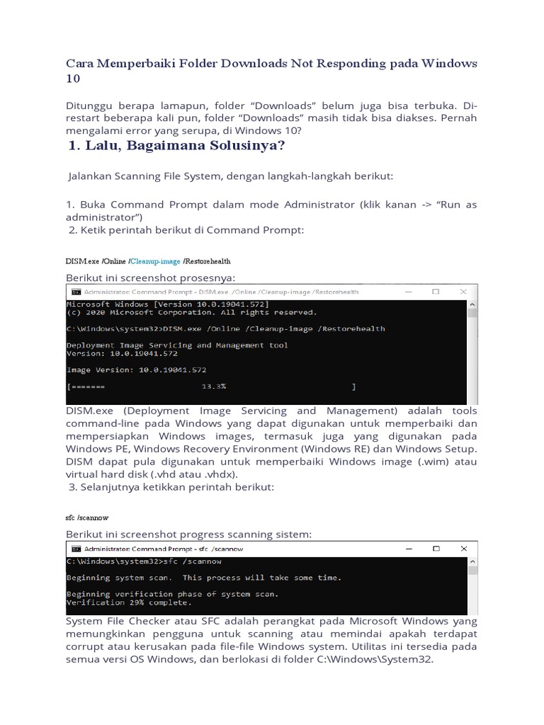 Cara Memperbaiki Folder Downloads Not Responding Pada Windows 10 | PDF