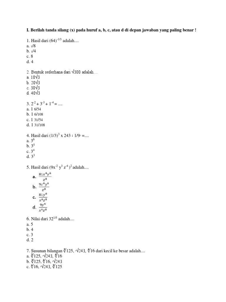 Bilangan Berpangkat | PDF