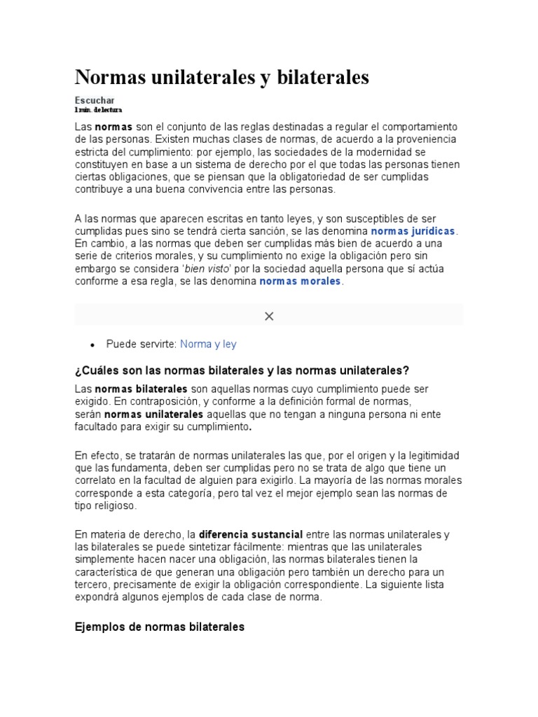 Normas Unilaterales y Bilaterales | PDF | Instituciones sociales ...