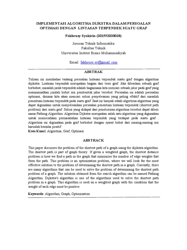 Implementasi Algoritma Dijkstra Dalam Persoalan Optimasi Dengan ...