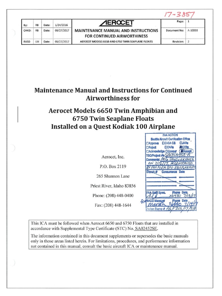 Maintenance Manual and Instructions For Continued Airworthiness For ...
