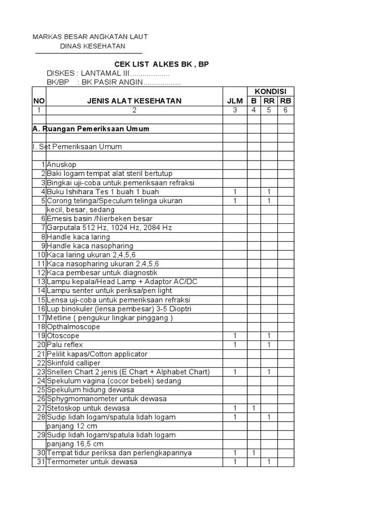 Standar Alkes Diskesal | PDF