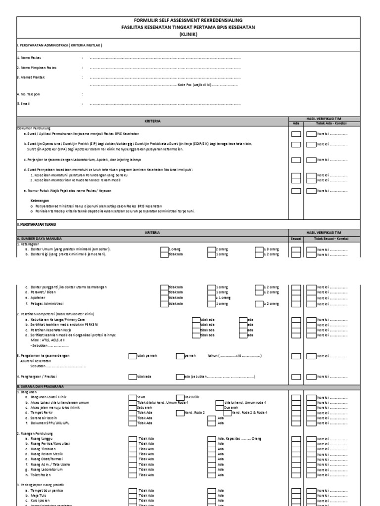 Format Self Assessment Klinik Pdf