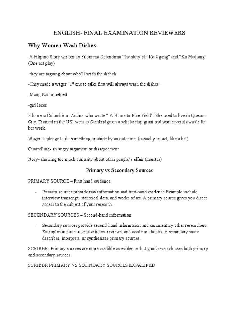 Grade 8 English: Primary vs Secondary Sources | PDF | Primary Sources ...