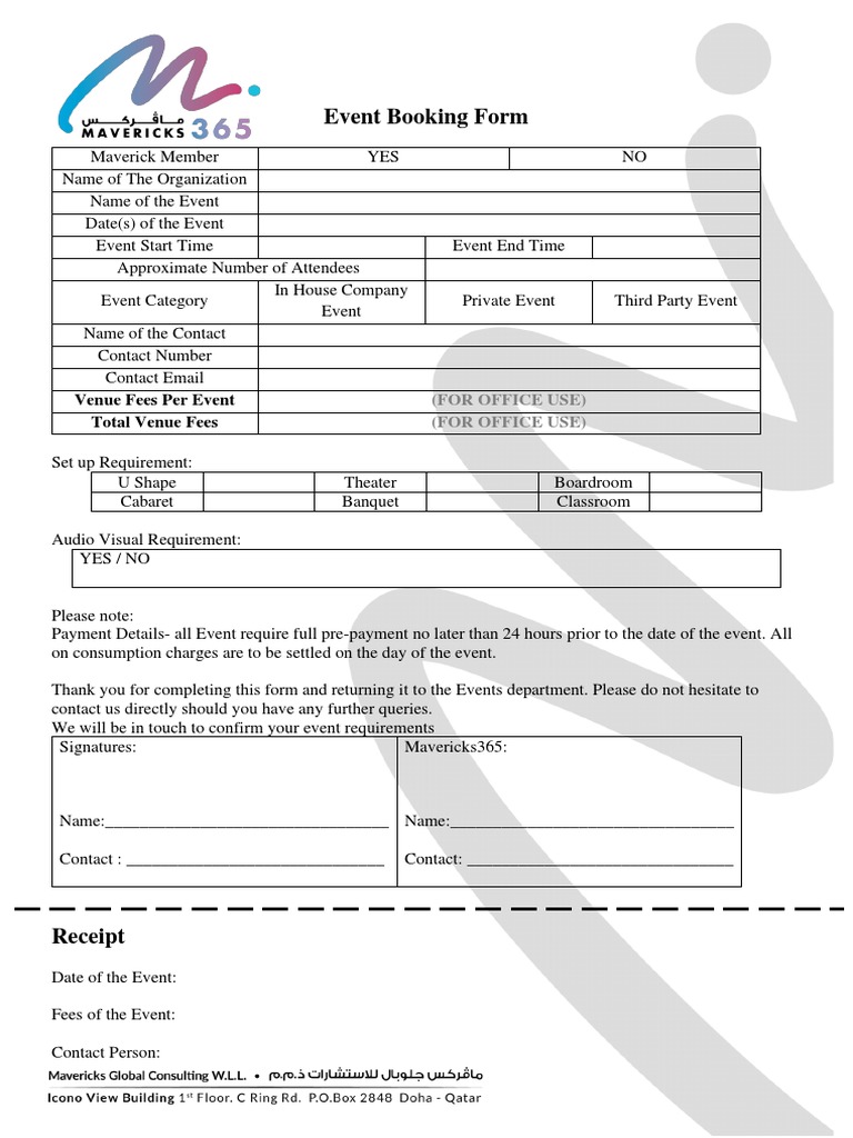 Event Booking Form: Venue Fees Per Event Total Venue Fees | PDF | Law