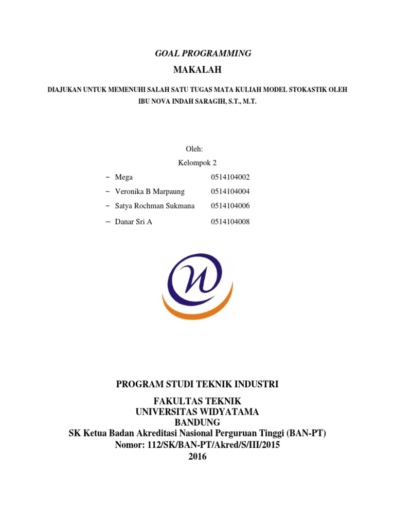 Kelompok 2 - Makalah Goal Programing | PDF