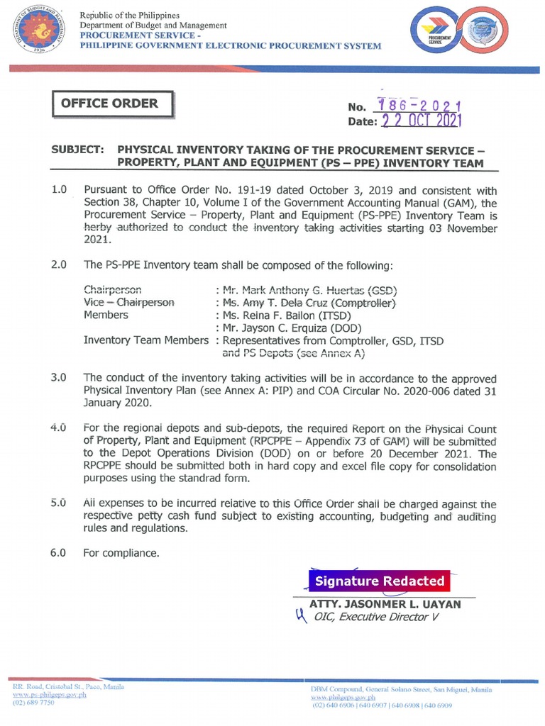 Office Order No. 186-2021 | PDF