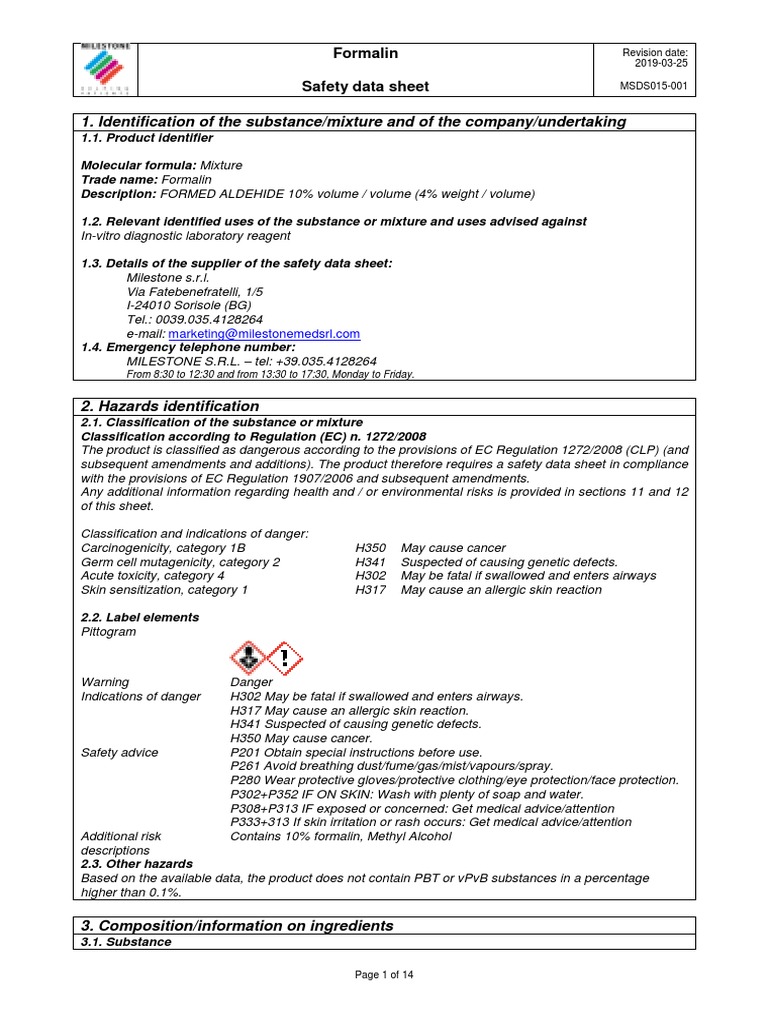 MSDS015 001 Formalin | PDF | Formaldehyde | Firefighting
