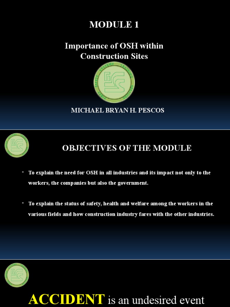 Module 1 - Importance of OSH in Construction Sites | Download Free PDF ...