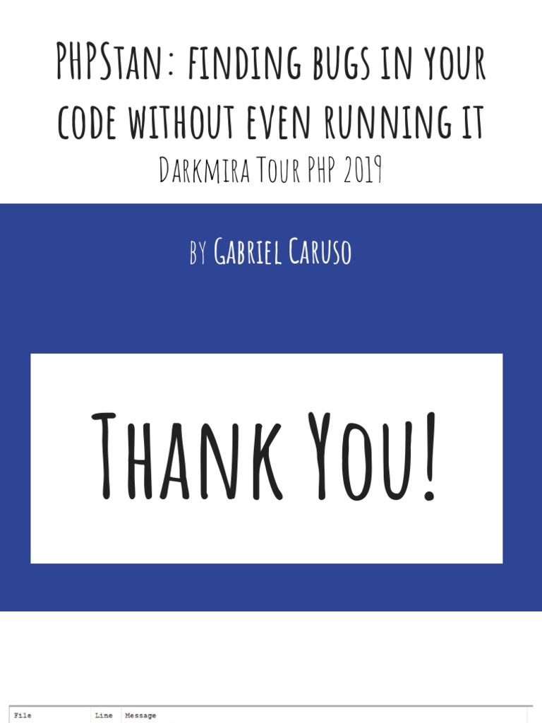 Phpstan: Finding Bugs in Your Code Without Even Running It: Darkmira Tour PHP 2019 | PDF ...