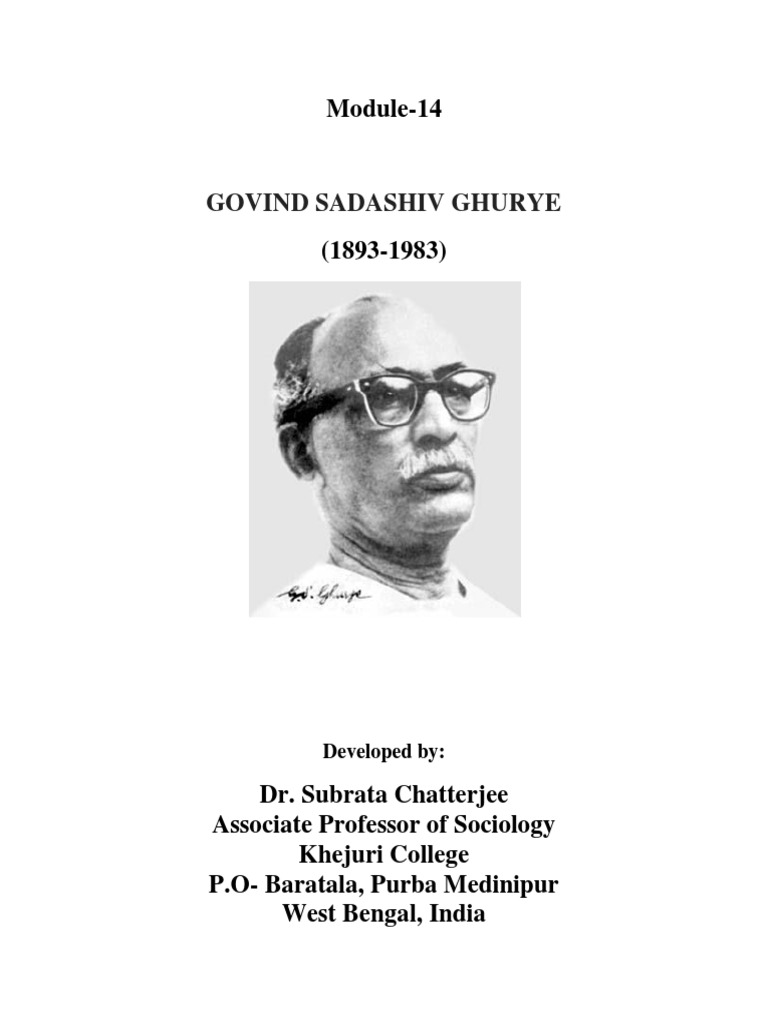 Govind Sadashiv Ghurye: Module-14 | PDF | Caste | Sociology