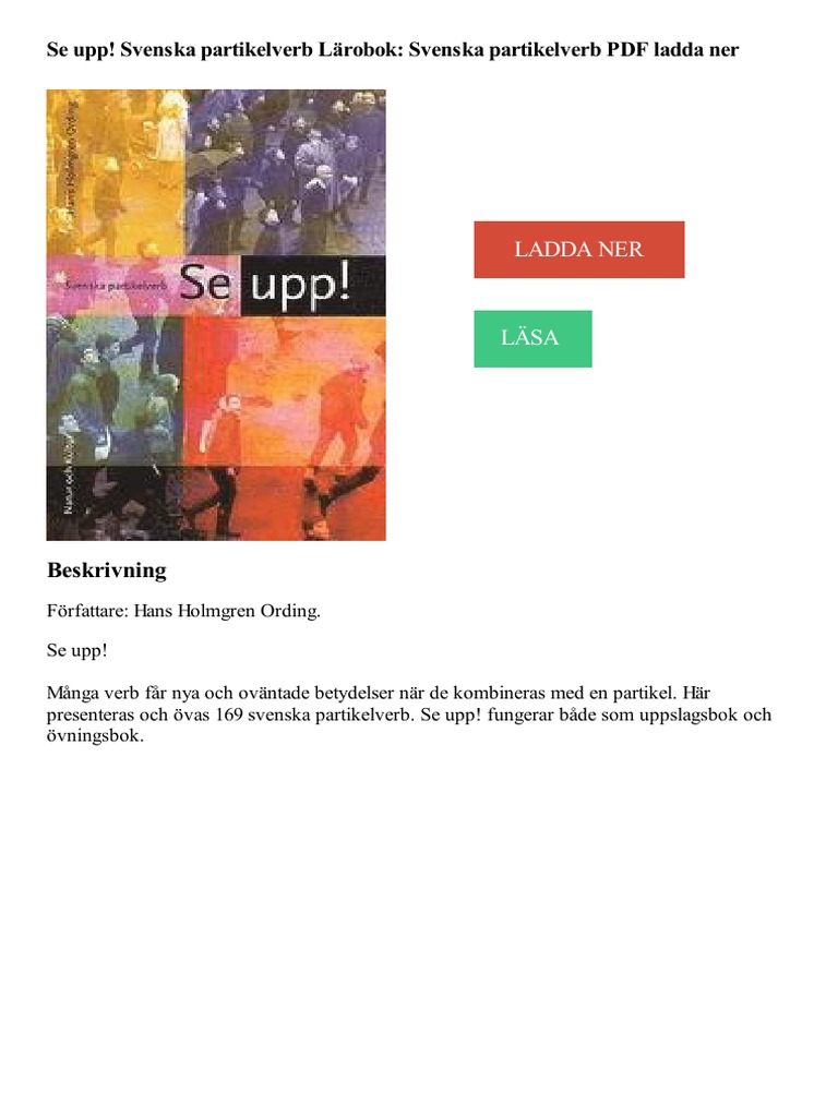 Se Upp! Svenska Partikelverb Lärobok - Svenska Partikelverb PDF Ladda ...