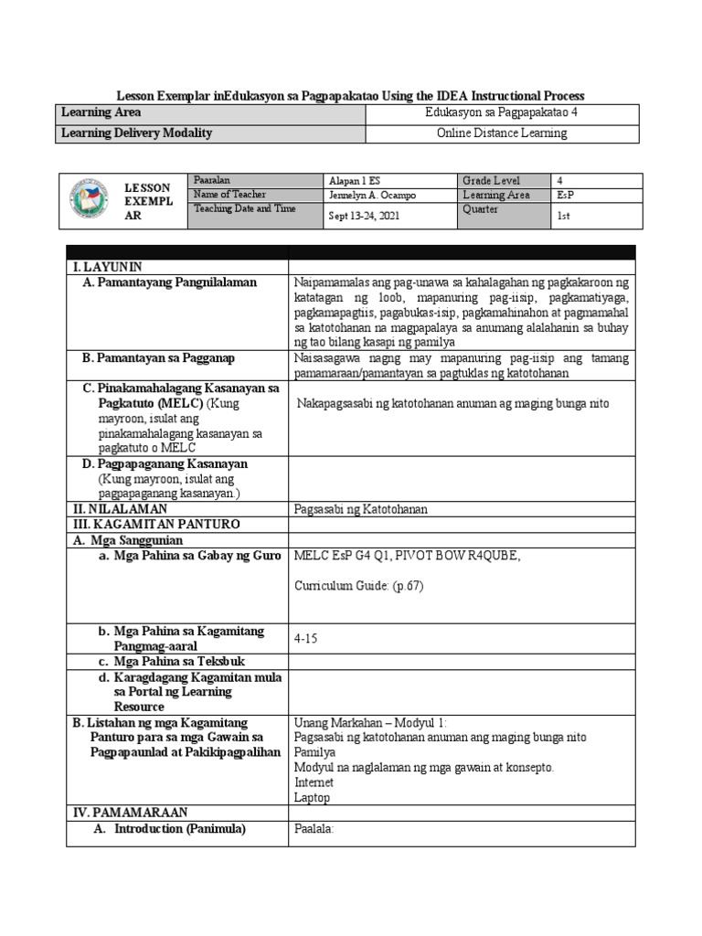 EsP G4 Q1 MELC1 | PDF