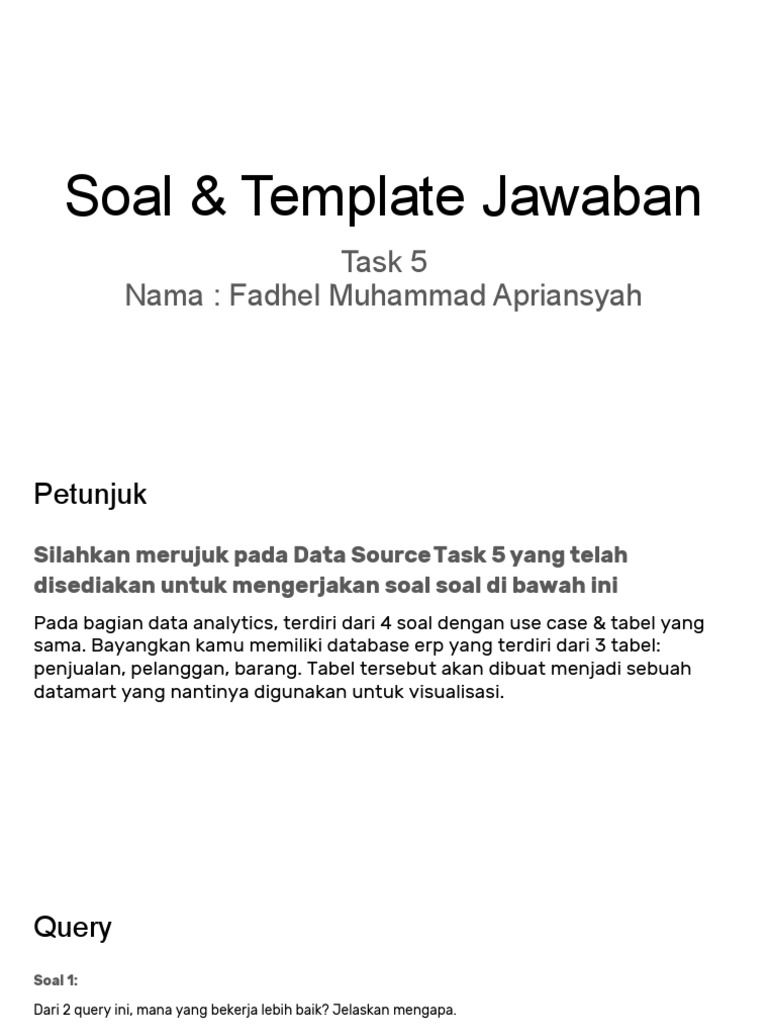Soal & Template Jawaban - Task 5 | PDF