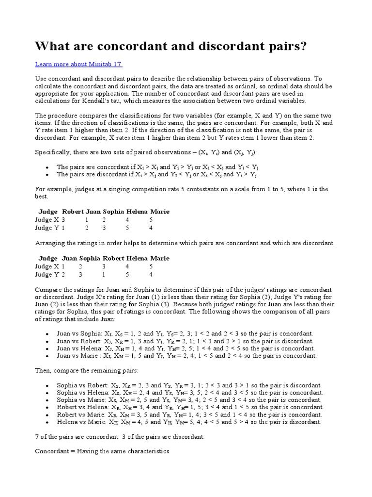 Concordant vs Discordant Pairs Explained | PDF | Statistical Hypothesis ...