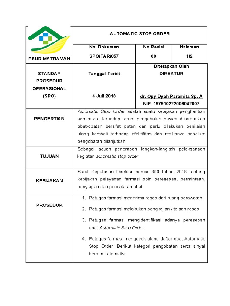Automatic Stop Order | PDF