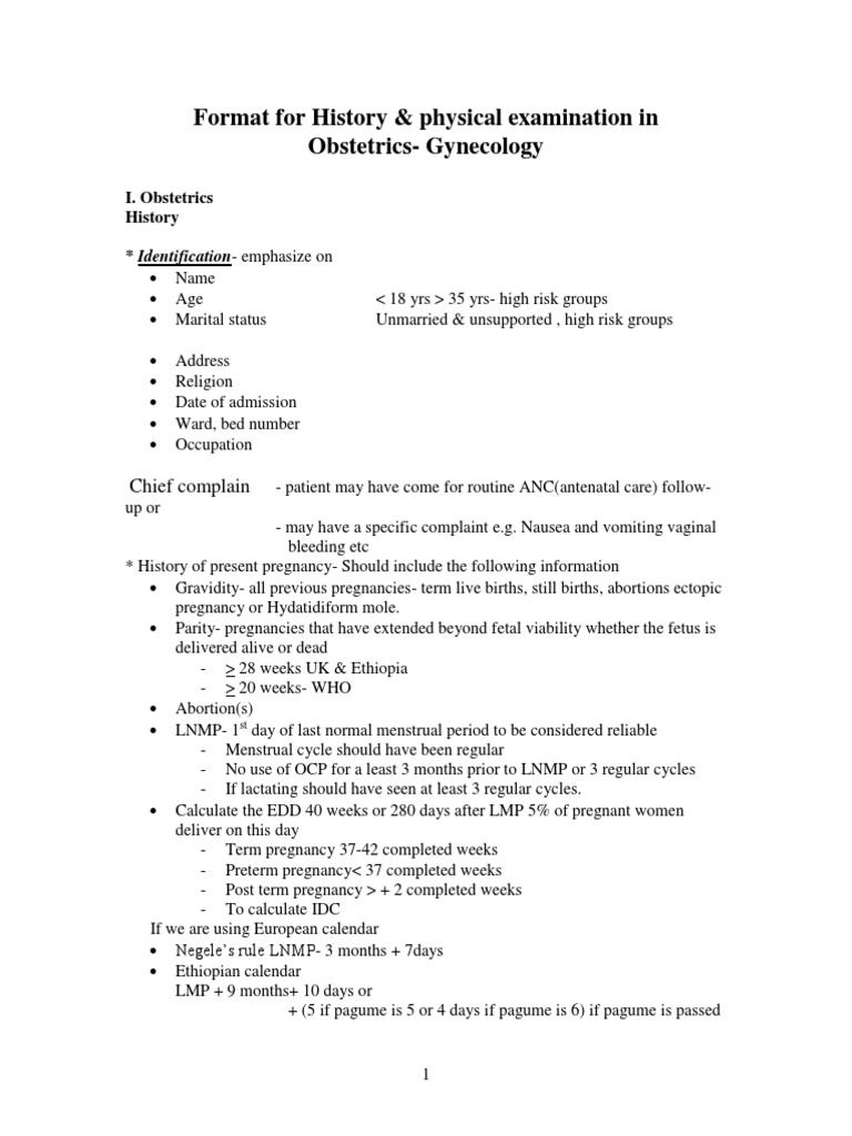 Gynecological History & Examination Guide | PDF | Pregnancy | Menstruation