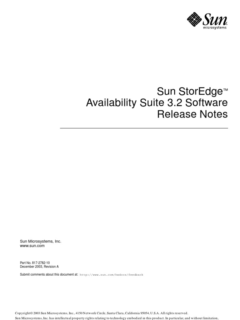 Sun Storedge Availability Suite 3.2 Software Release Notes | PDF ...