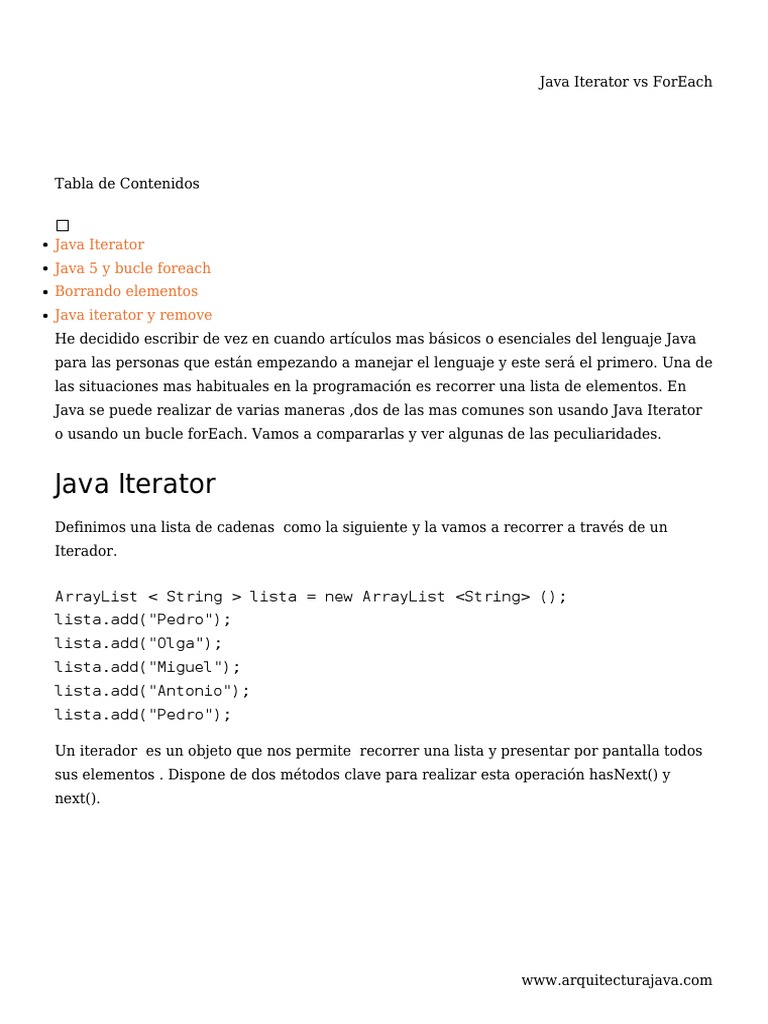 Java Iterator Vs ForEach | PDF | Java (lenguaje de programación) | Desarrollo de software