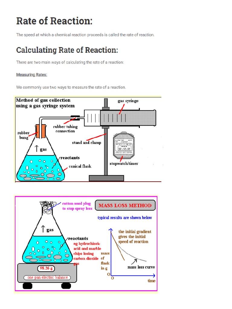 Rate of Reaction Notes | PDF