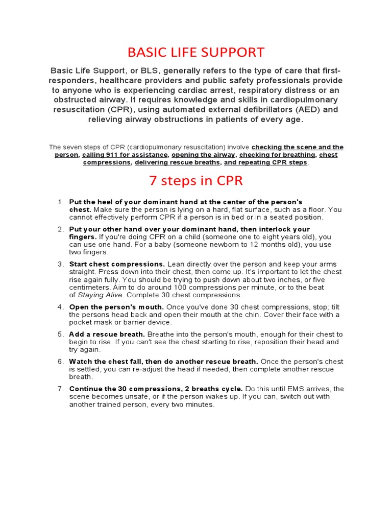 The 7 Steps of CPR: A Guide to Performing Basic Life Support | PDF ...