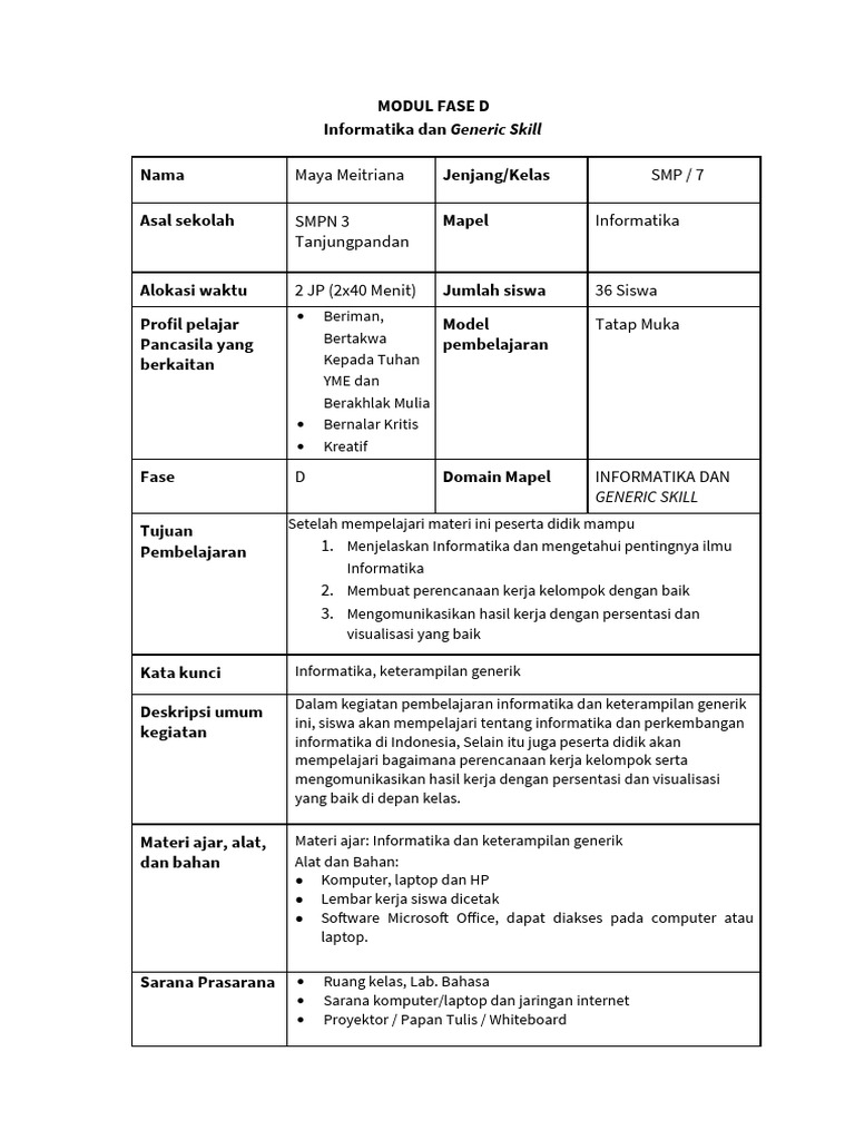 Modul Informatika Generik Skill ....... | PDF