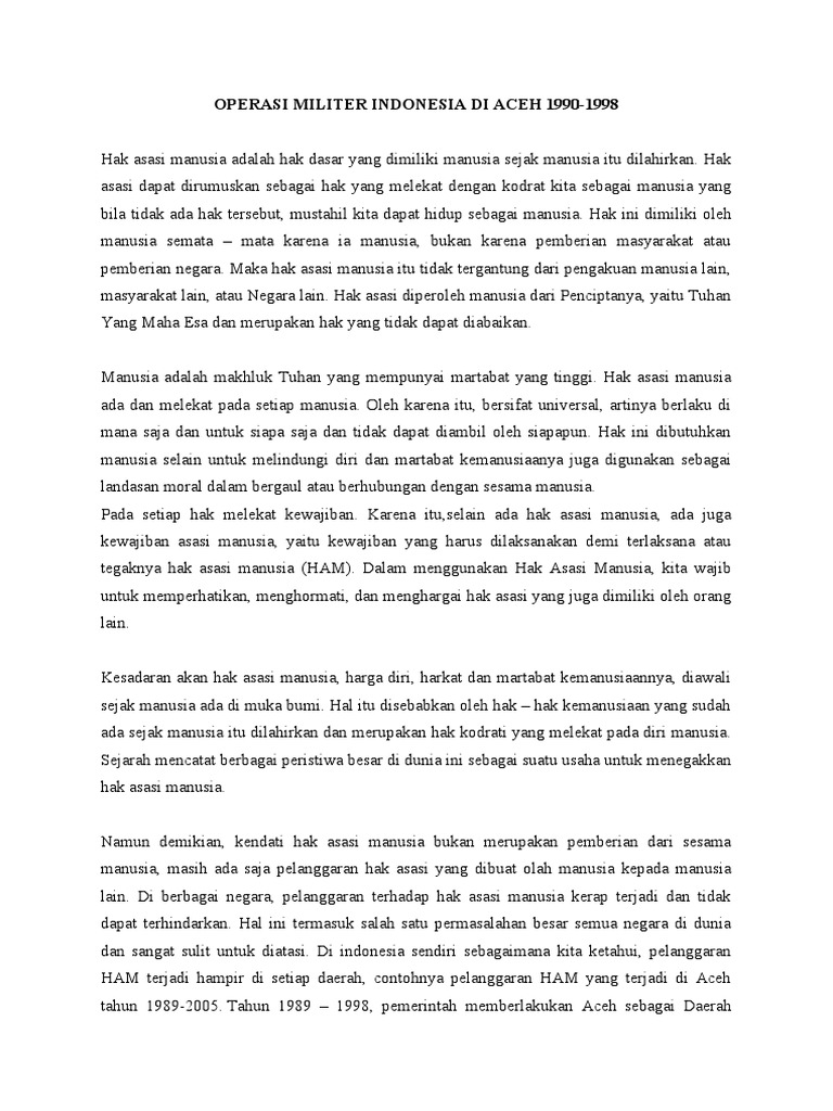 Operasi Militer Indonesia Di Aceh 1990 | PDF