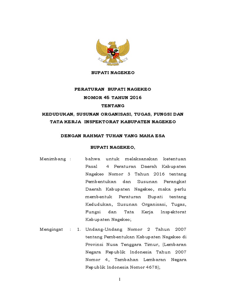 Perbup SOTK Inspektorat | PDF