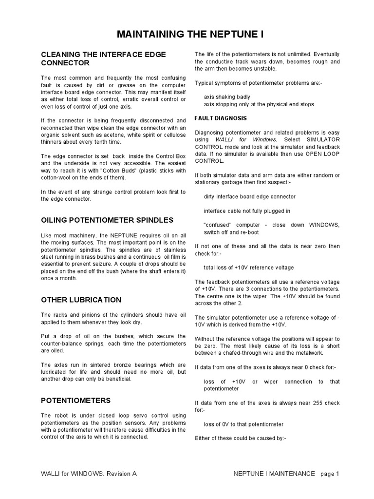Maintenance Neptune 1 | PDF | Electrical Connector | Valve