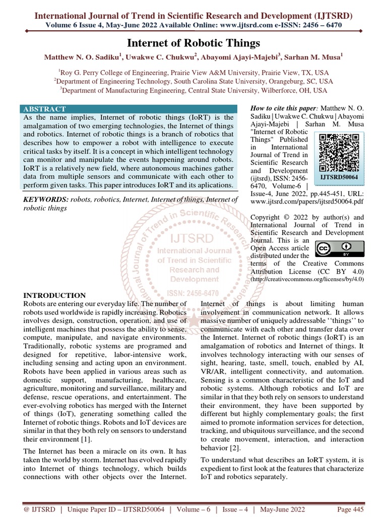Internet of Robotic Things | PDF | Internet Of Things | Robot