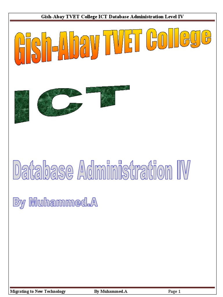 Gish-Abay TVET College ICT Database Administration Level IV | PDF | Educational Technology ...