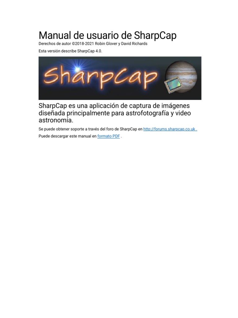 Manual de Usuario de SharpCap | PDF