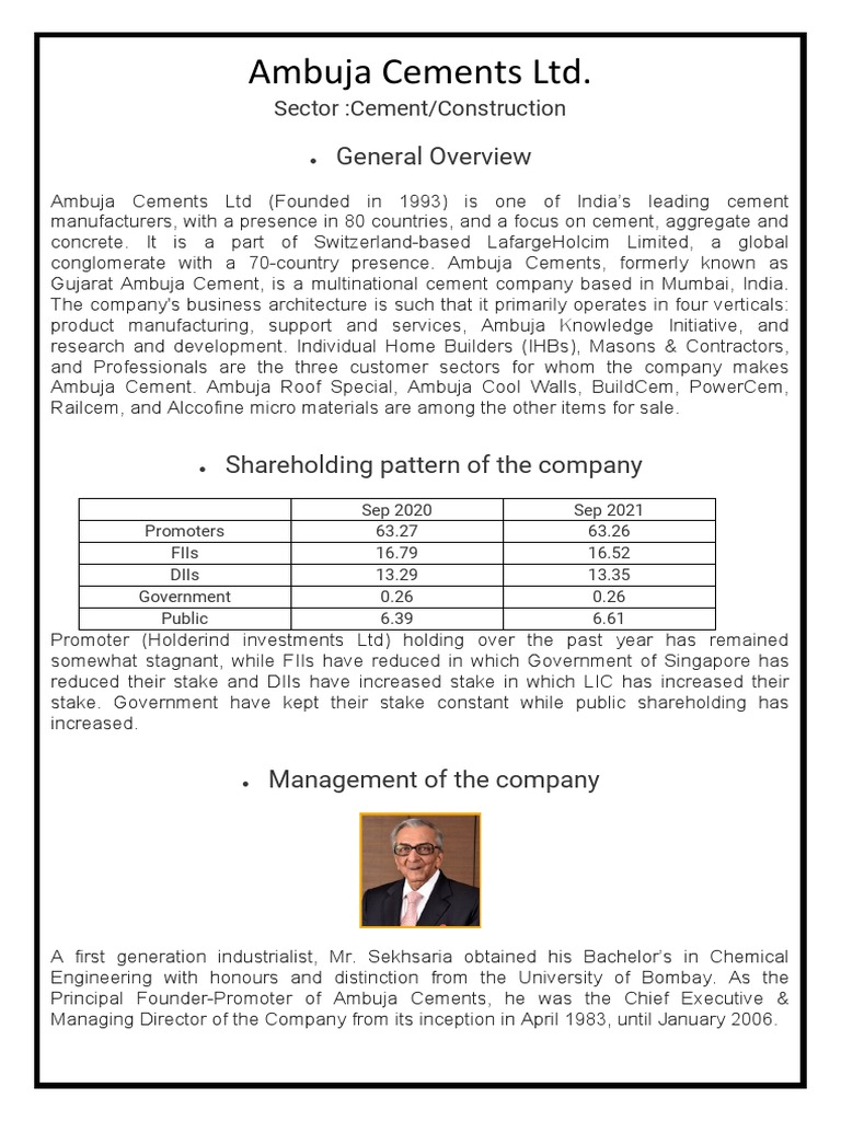 Company Ambuja Cements | PDF | Cement | Concrete