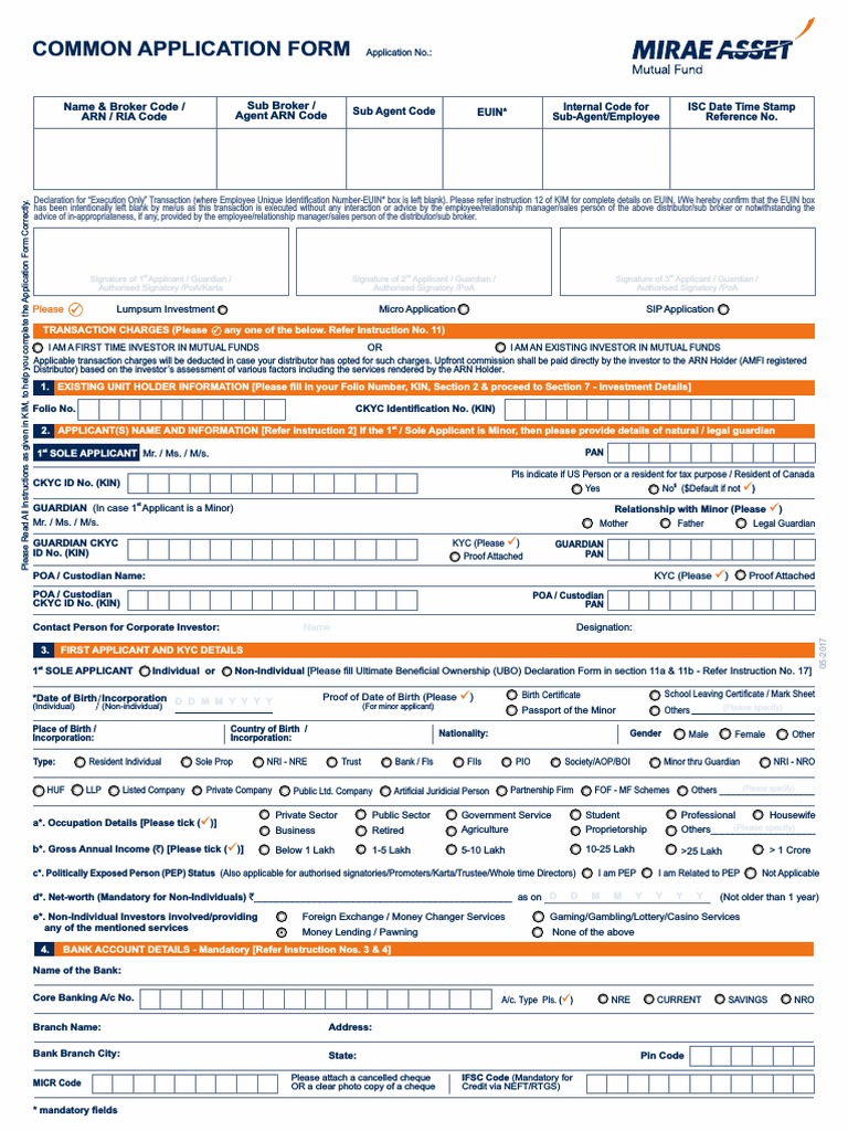 Mirae SIP Form | Download Free PDF | Financial Services | Corporations