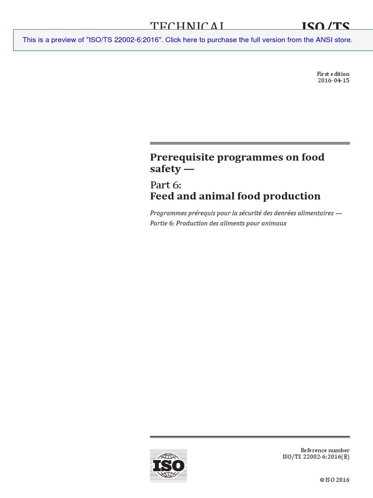 Dokumen - Tips - Prerequisite Programmes On Food Safety Ansi ts22002 6 ...
