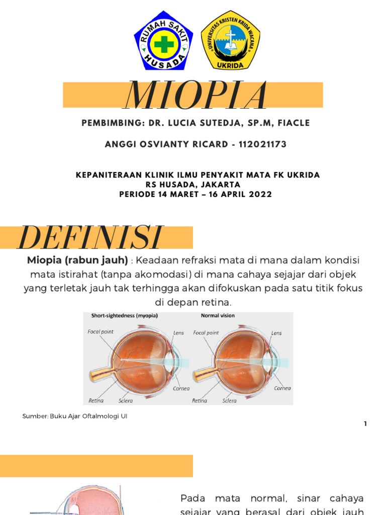 Miopia: Pembimbing: Dr. Lucia Sutedja, SP.M, Fiacle Anggi Osvianty ...