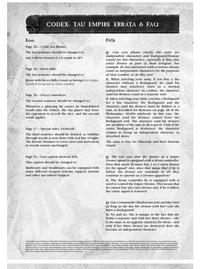 Tau Empire FAQ 2006-08-5th Edition | PDF | Leisure | Armed Conflict