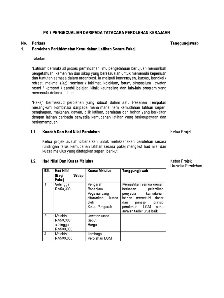 PK 7 Pengecualian Daripada Tatacara Perolehan | PDF