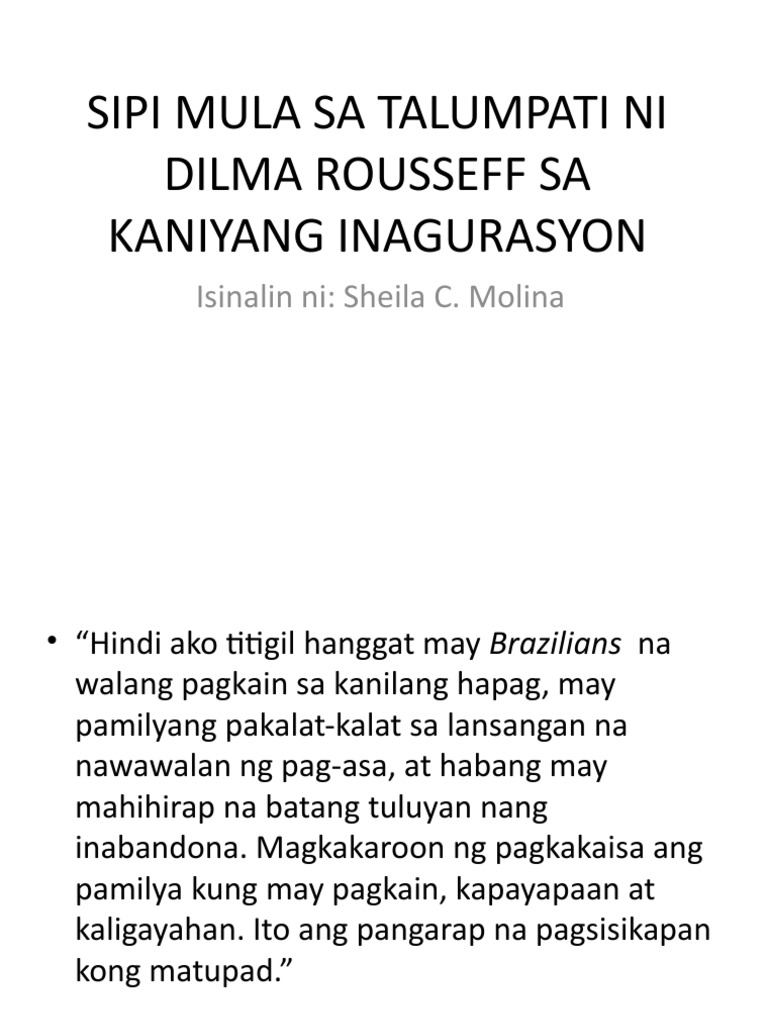 Sipi Mula Sa Talumpati Ni Dilma Rousseff Sa | PDF