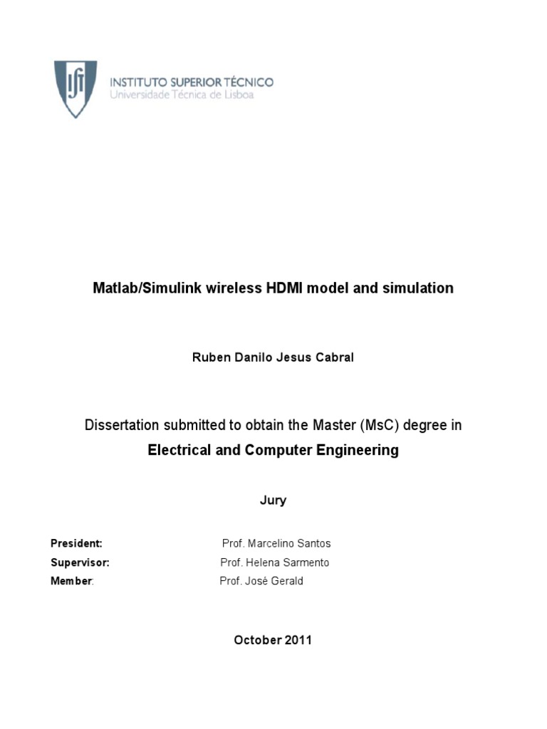Matlab/Simulink Wireless Hdmi Model and Simulation: Dissertation ...
