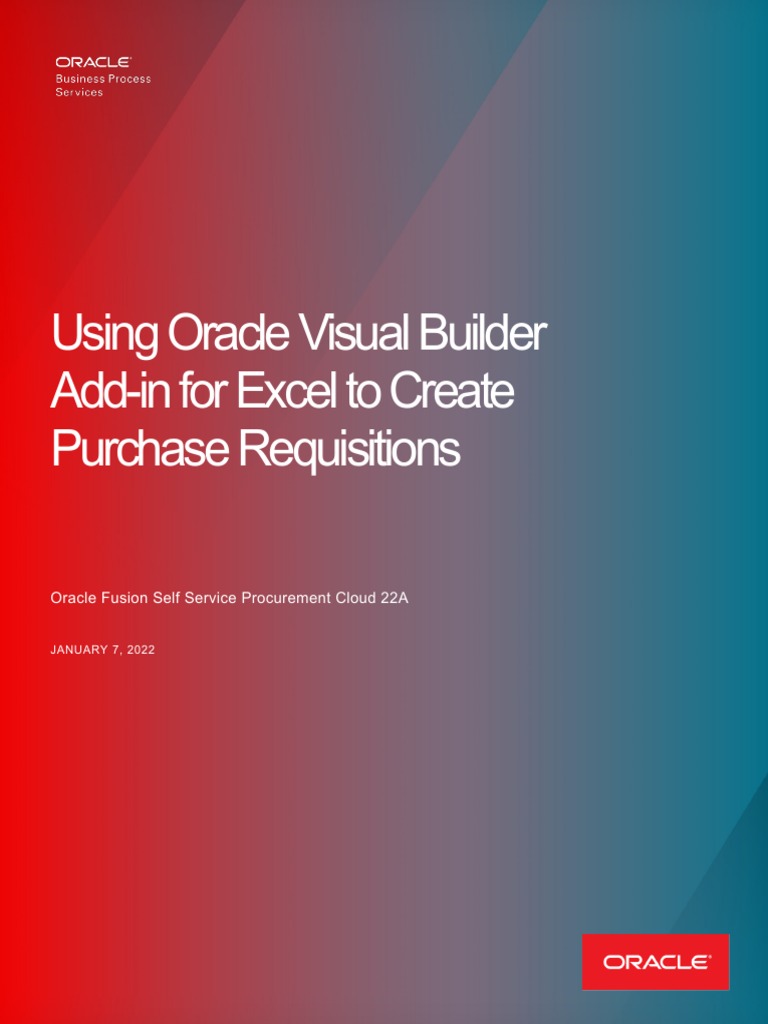 Use Oracle Visual Builder Add-In For Excel To Create Purchase Requisitions | PDF | Microsoft ...