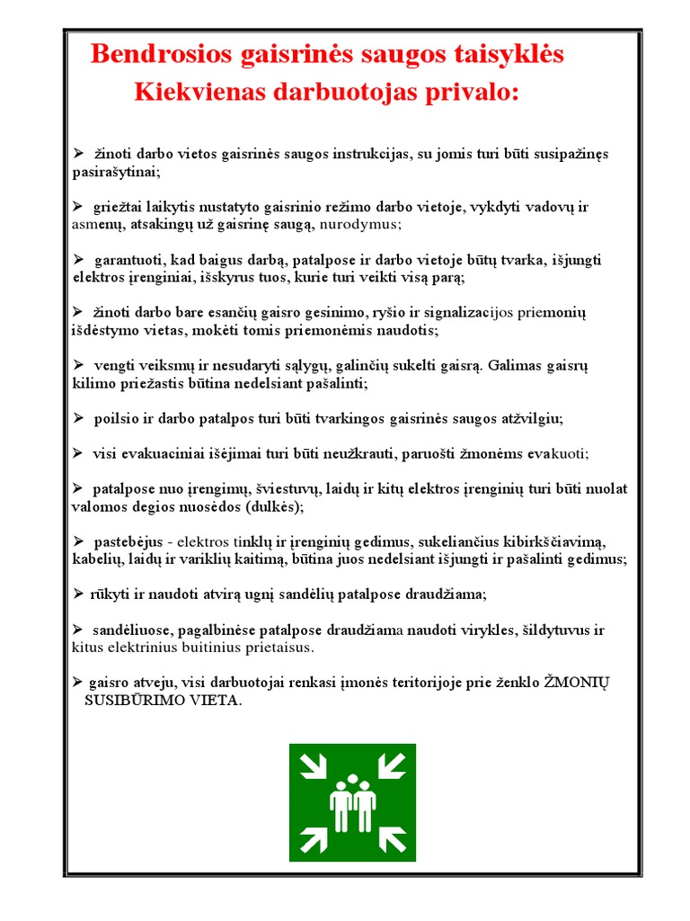 Bendrosios Gaisrinės Saugos Taisyklės | PDF
