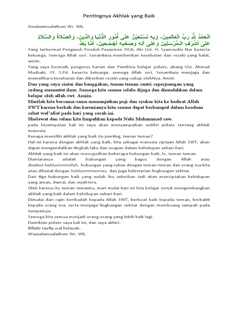 Bahan Teks Pidato Yica 2021 | PDF