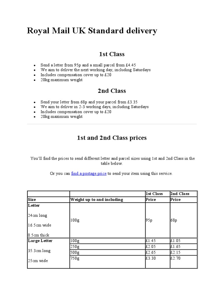Royal Mail UK Standard Delivery | PDF