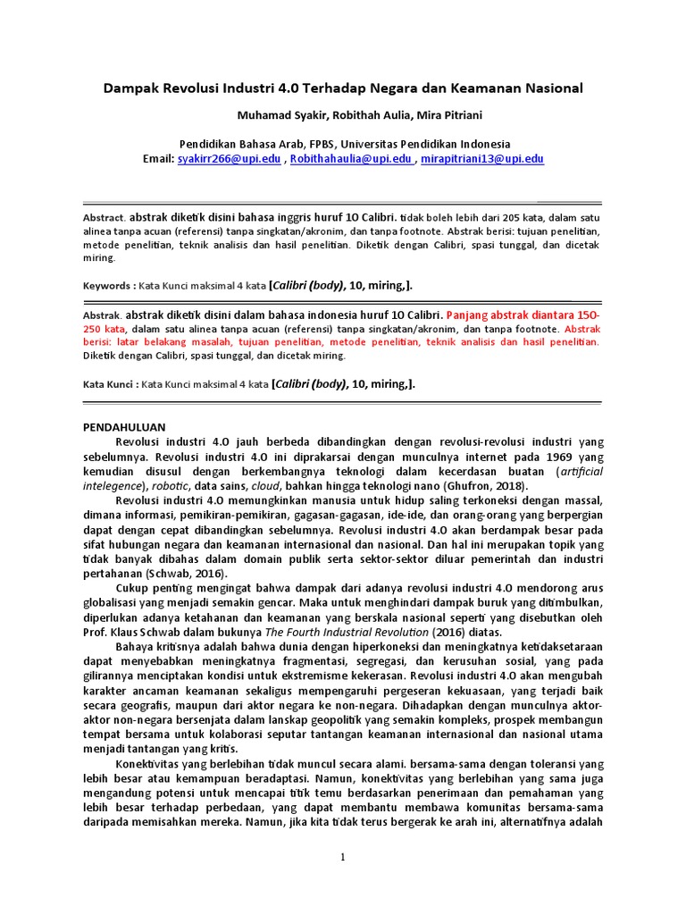 Dampak Revolusi Industri 4.0 Terhadap Negara Dan Keamanan Nasional | PDF