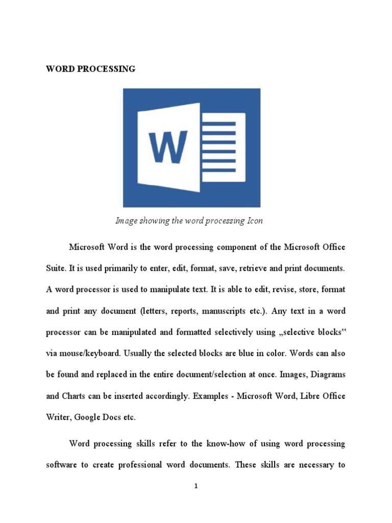 Image Showing The Word Processing Icon | PDF | Spreadsheet | Microsoft Word