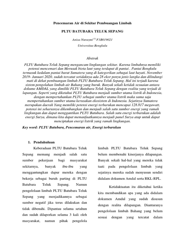 Anisa Nurazmi-F1b019021-Uts Kimia Lingkungan | PDF