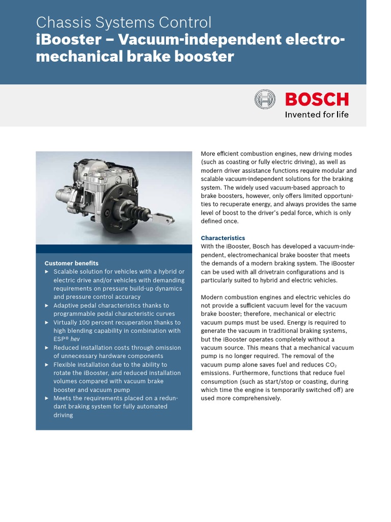 Ibooster - Vacuum-Independent Electro-Mechanical Brake Booster | PDF ...